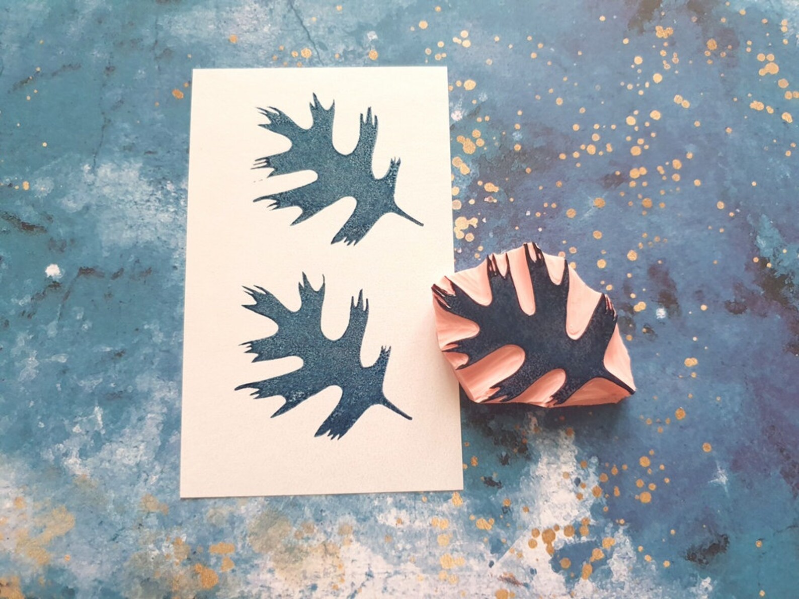 Leaf Rubber Stamp for Art Journaling, Rustic Leaf Stamp for ...