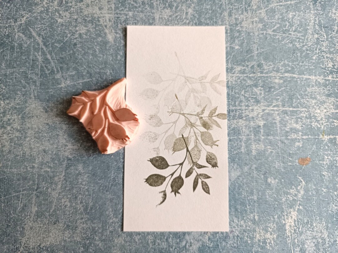 Holly Rubber Stamp for Cardmaking, Christmas Twig Stamp for ...