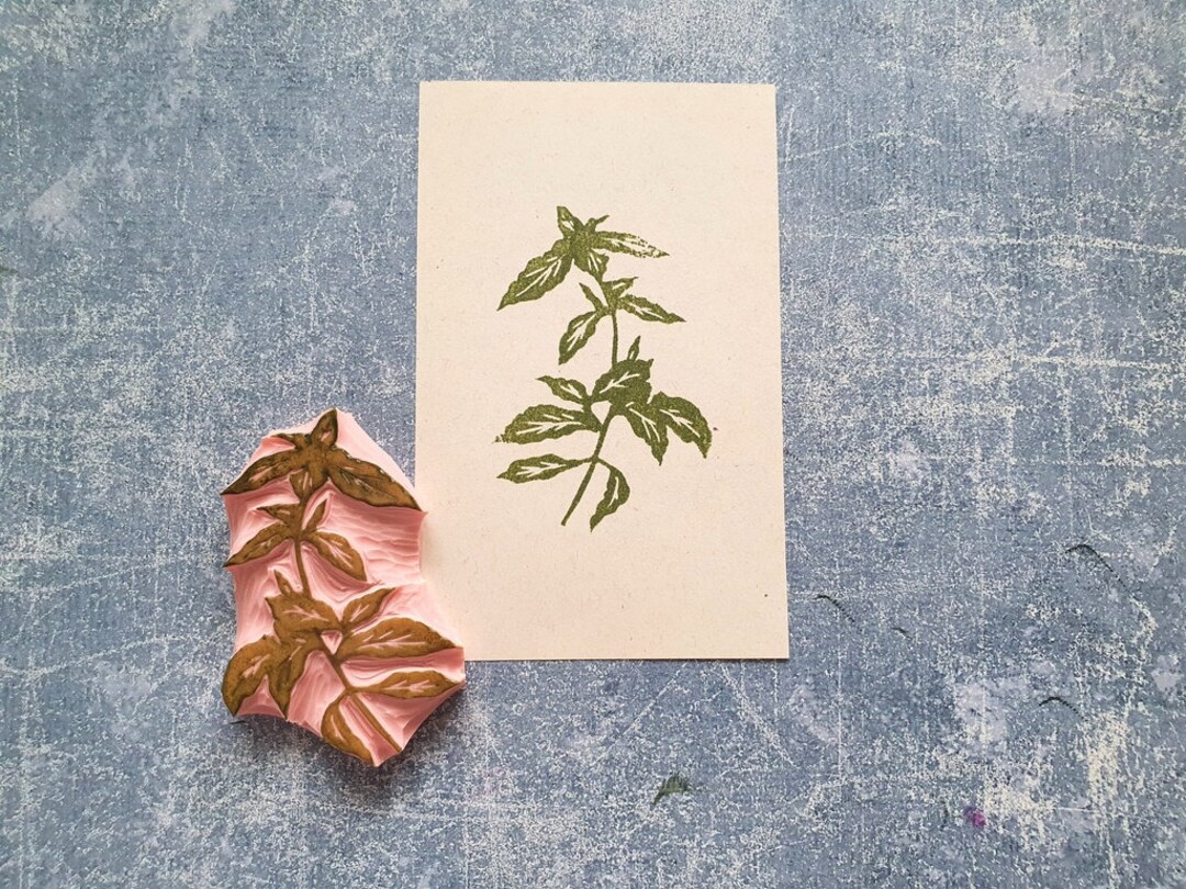 Basil Rubber Stamp for Scrapbooking, Herb Stamp for Recipe Journal ...