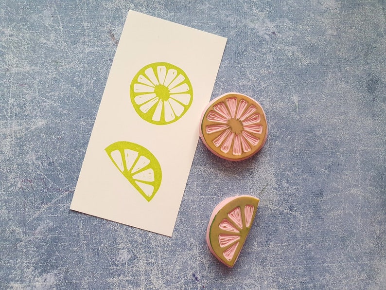 Fresh Lemon Slice Rubber Stamp Set, Lime Stamp, Gift for Summer Fruit ...