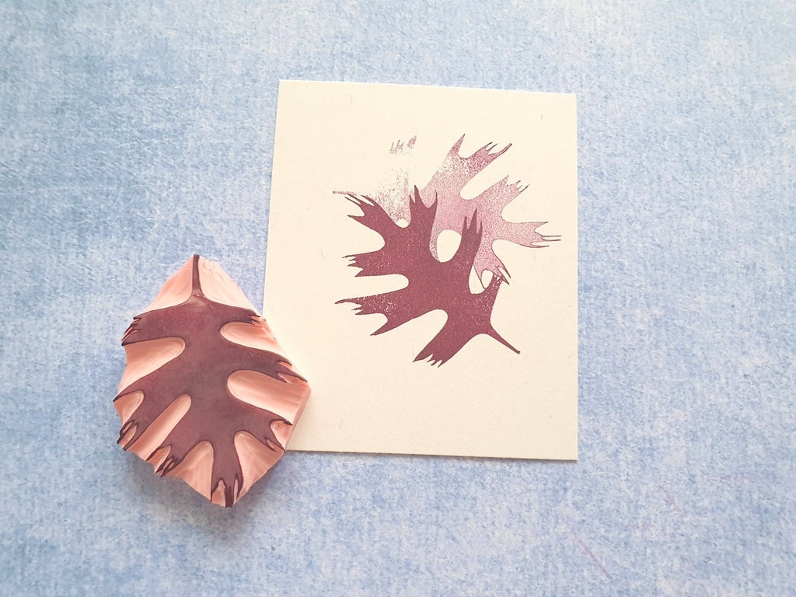 Leaf Rubber Stamp for Art Journaling, Rustic Leaf Stamp for ...