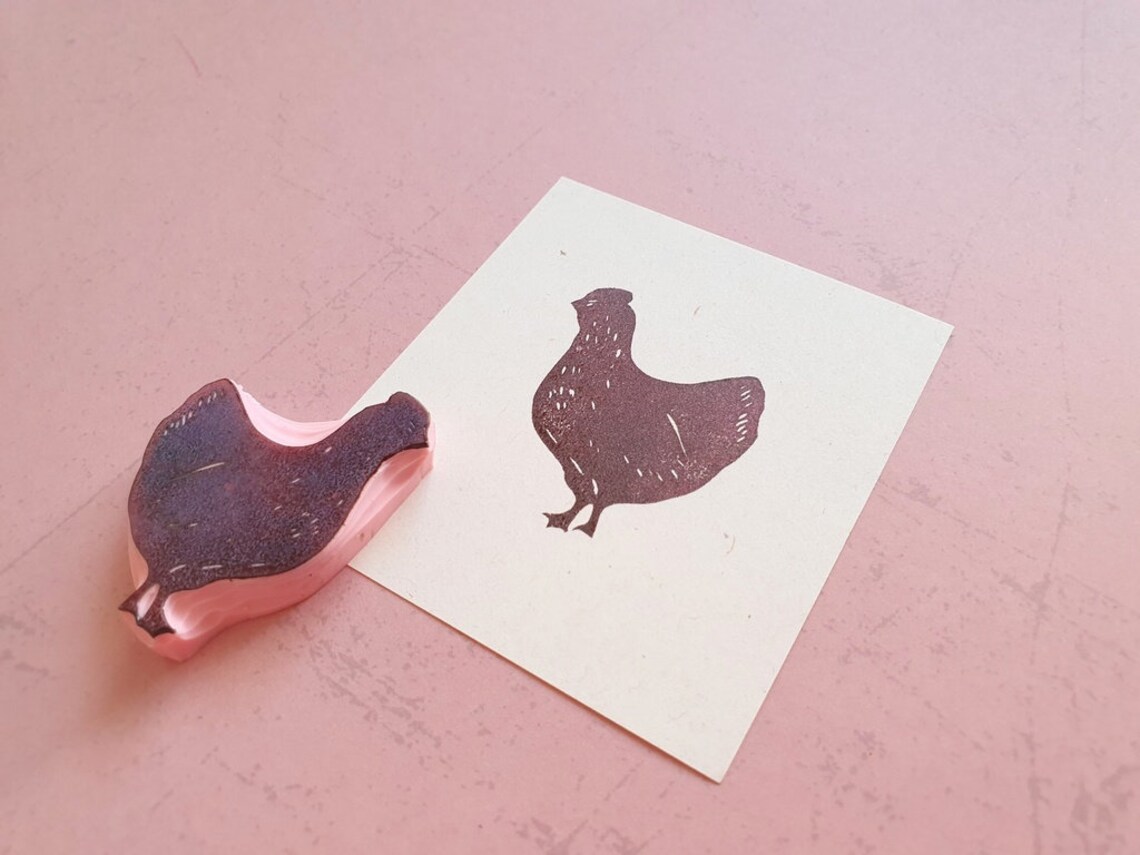 Chicken rubber stamp for scrapbooking Farm animal stamp for | Etsy