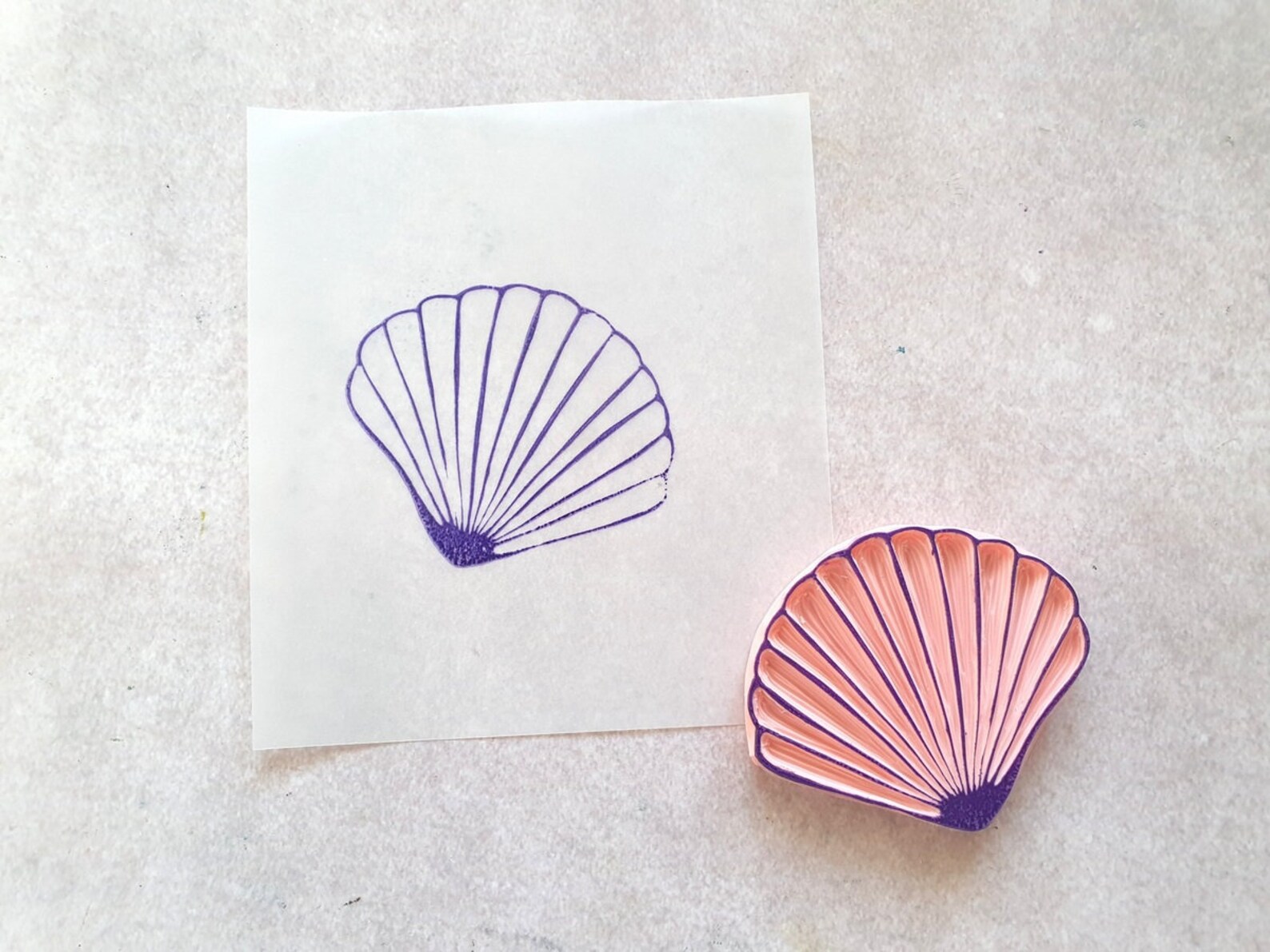 Seashell Rubber Stamp for Scrapbooking, Hand Carved Bullet Journal ...