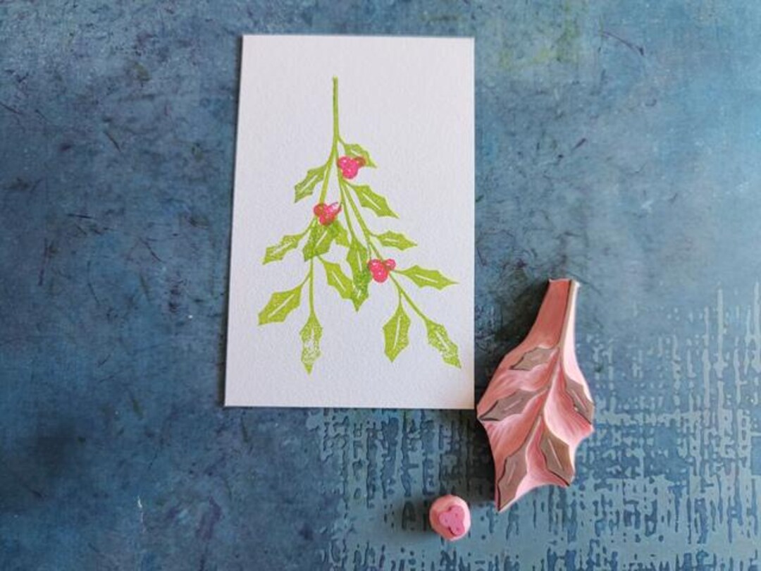 Holly Leaf and Berry Stamp Set, Holly Branch Design for Gift Tags ...