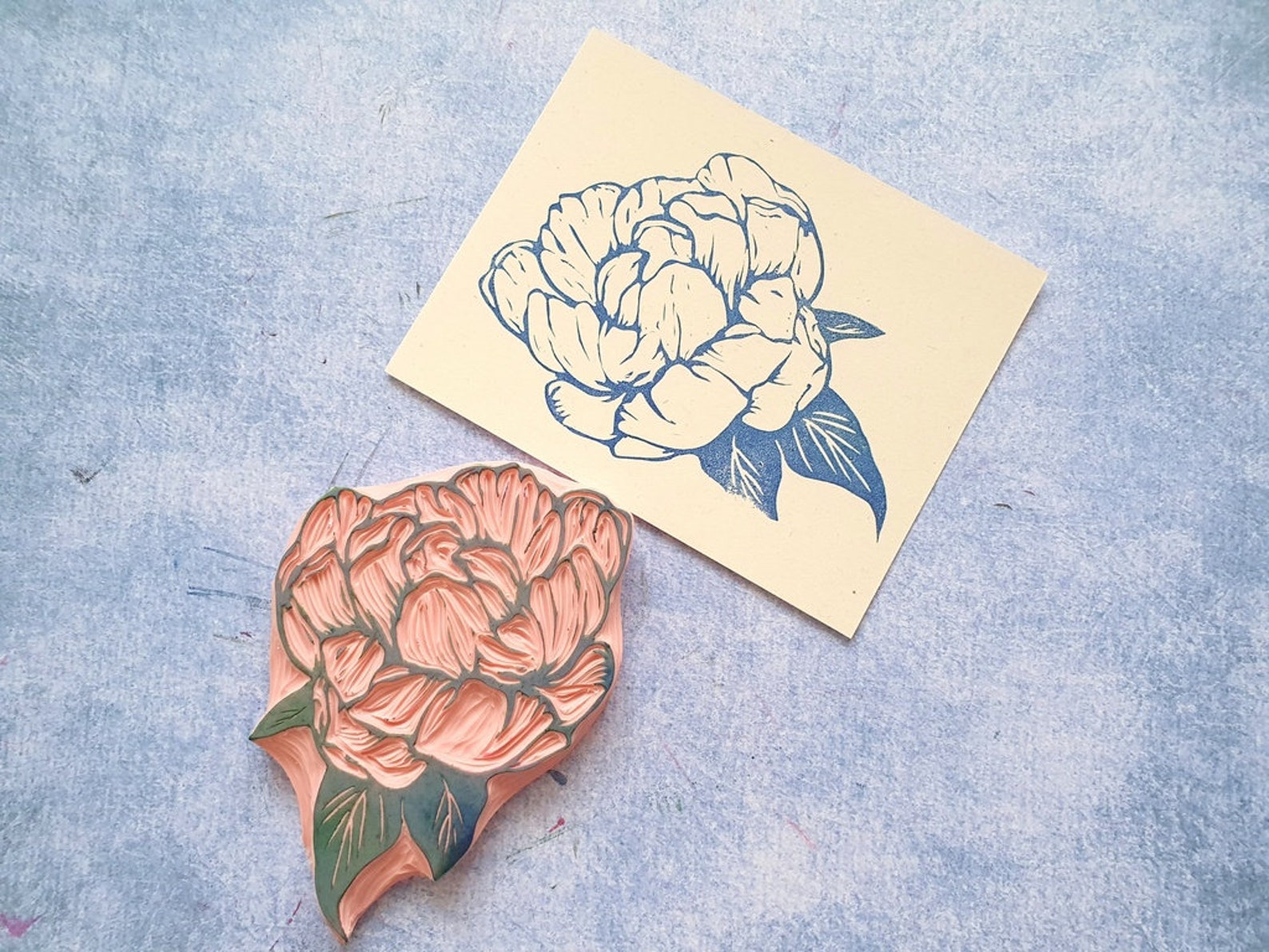 Blossom Peony Stamp for Junk Journal, Peony Rubber Stamp for Cardmaking ...