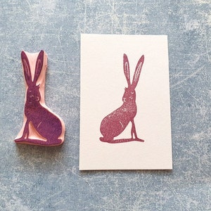 Hare Rubber Stamp for Easter Decor, Woodland Animal Stamp, Wildlife ...