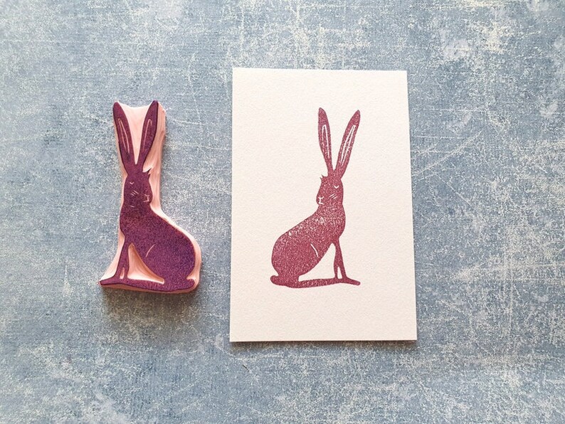 Hare Rubber Stamp for Easter Decor, Woodland Animal Stamp, Wildlife ...