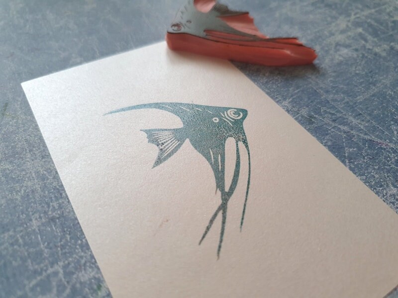 Fish Stamp for Fabric Pattern, Aquarium Rubber Stamp for Stationery ...