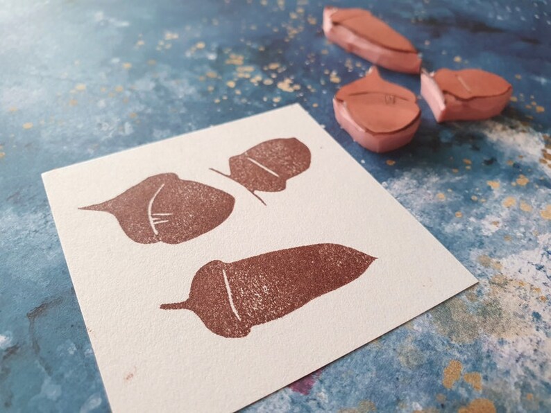 Acorn Rubber Stamp Set of 3, Fall Stamp Set for Cardmaking, Autumn ...