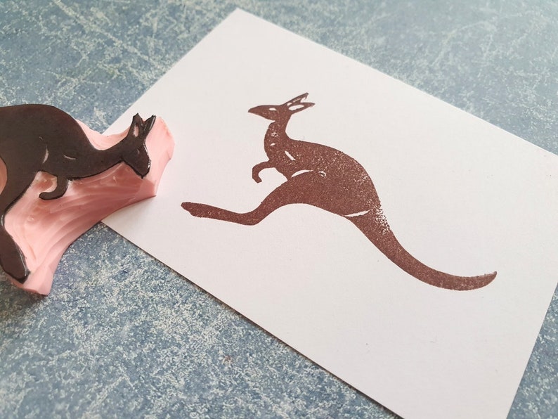 Kangaroo Rubber Stamp for Snail Mail Lovers, Jumping Kangaroo Stamp for ...