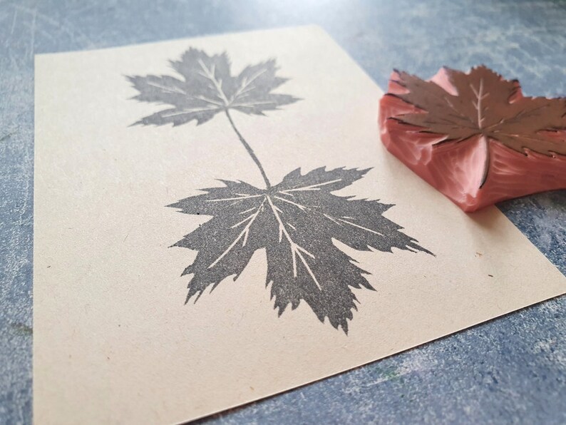 Maple Leaf Rubber Stamp Autumn Leaf for Bullet Journal Fall - Etsy