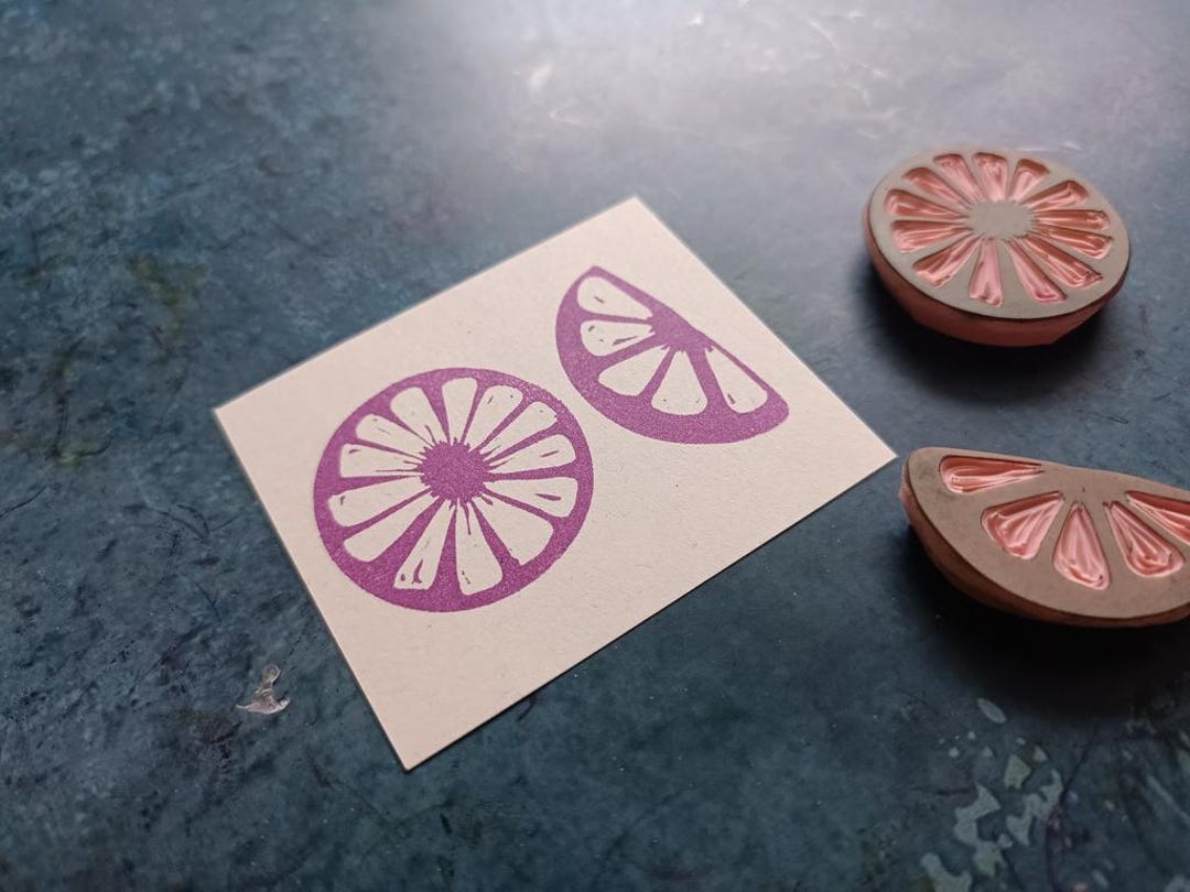 Fresh Lemon Slice Rubber Stamp Set, Lime Stamp, Gift for Summer Fruit ...