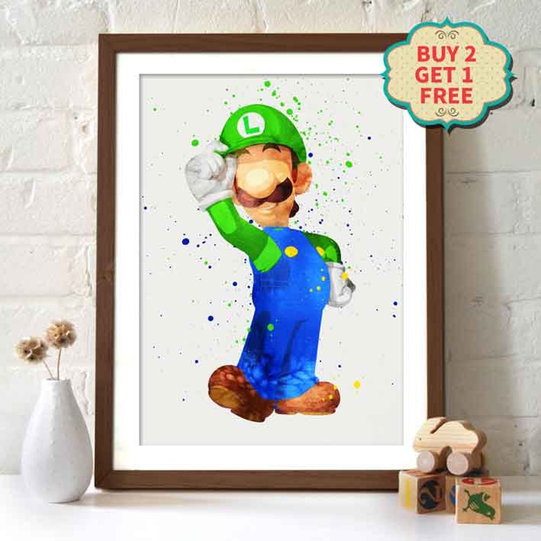 Mario Bros. - Luigi Watercolor Poster - Etsy