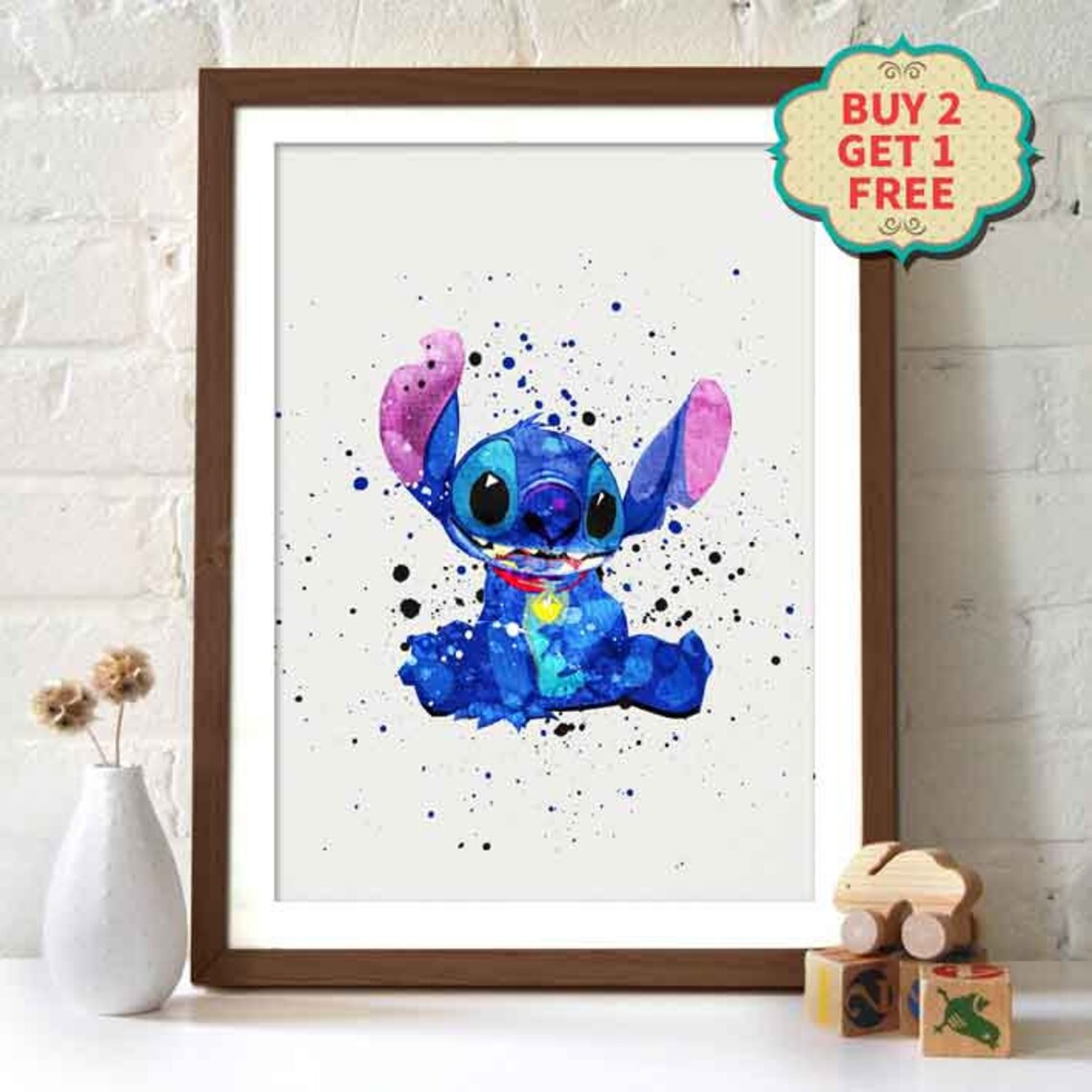 Stitch Watercolor Poster | Etsy