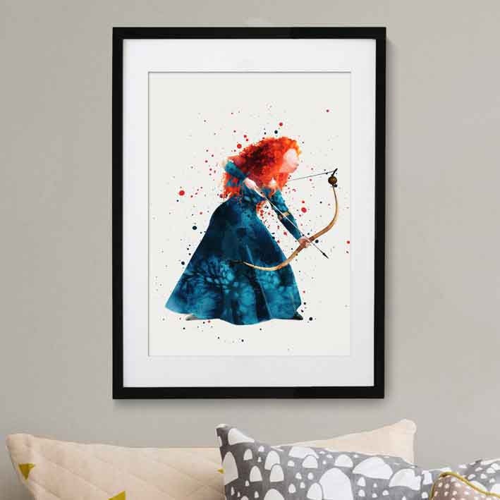 Pixar Disney Brave Princess Merida Watercolor Poster - Etsy