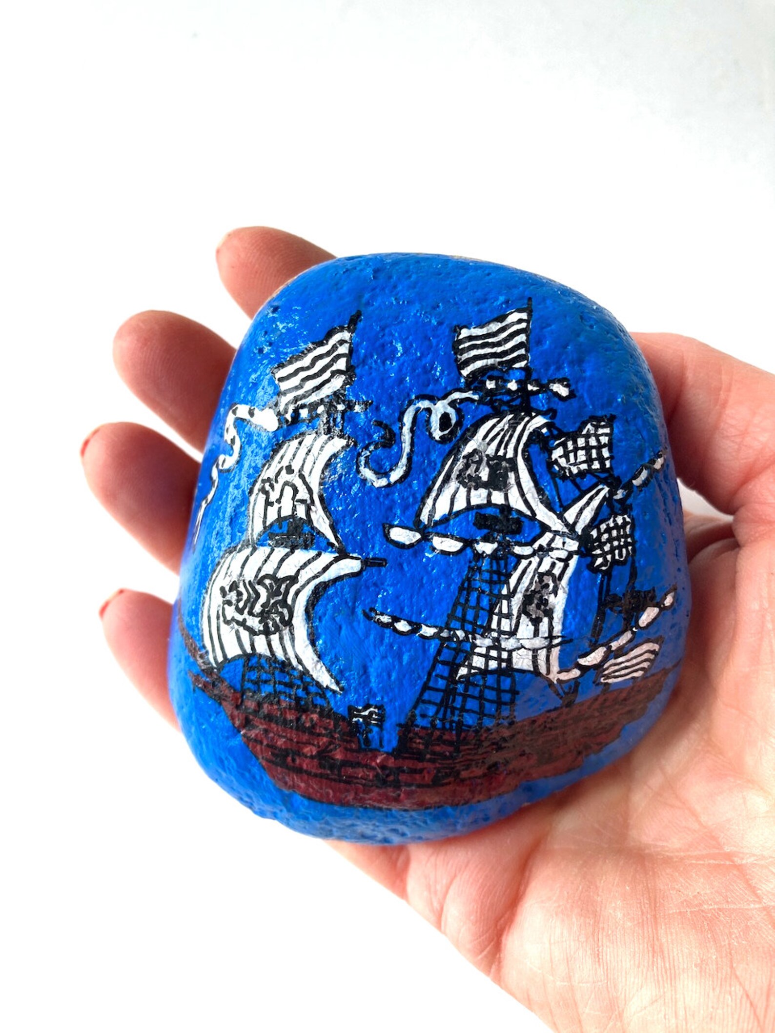 Painted Pebble Rock Art Hand Painted Art on Pebble 16th Century Man of ...