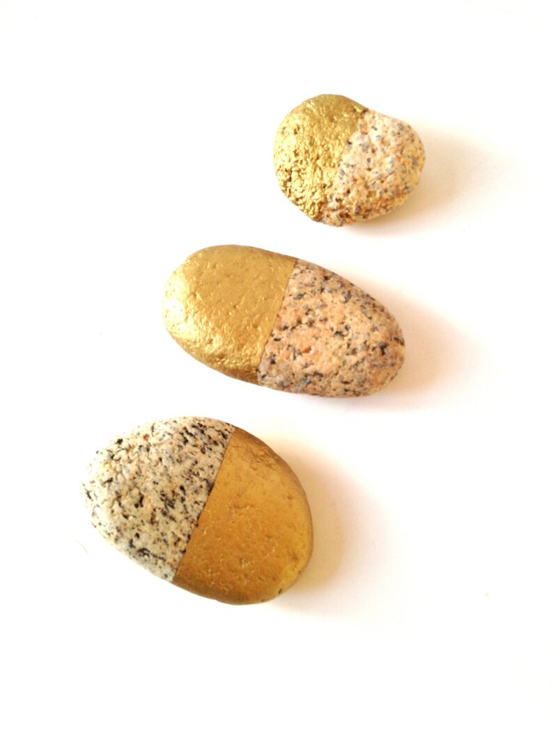 Painted Rocks Pebbles Half Gold for Decoration Garden - Etsy