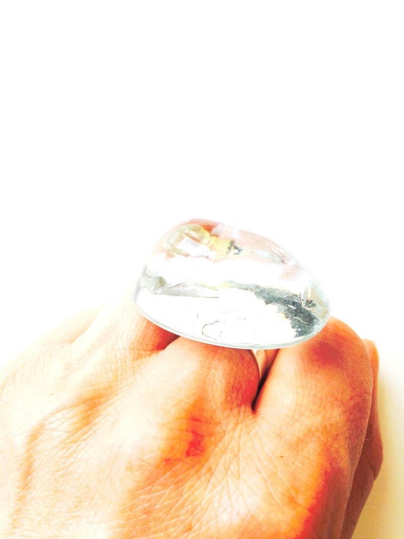 Ring ON THE ROCKS Glass Rock and Silver Colored Ring Big - Etsy