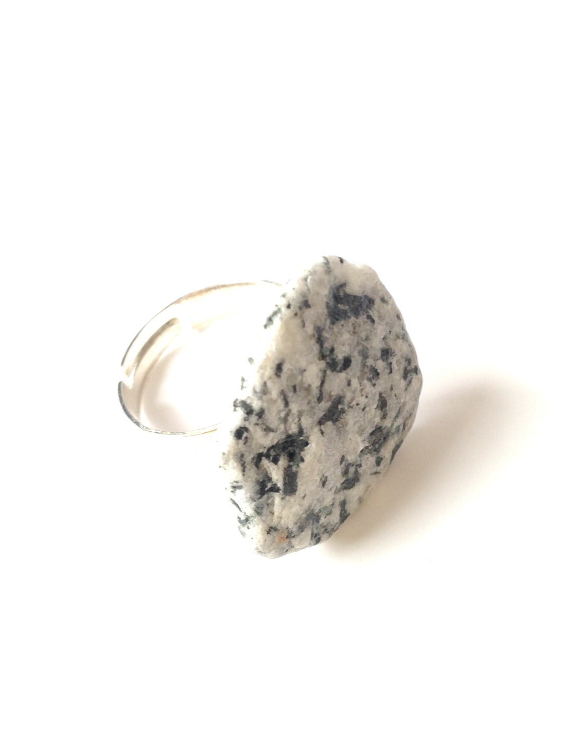 Ring MARBLE Natural Granite Stone Ring Adjustable Black - Etsy