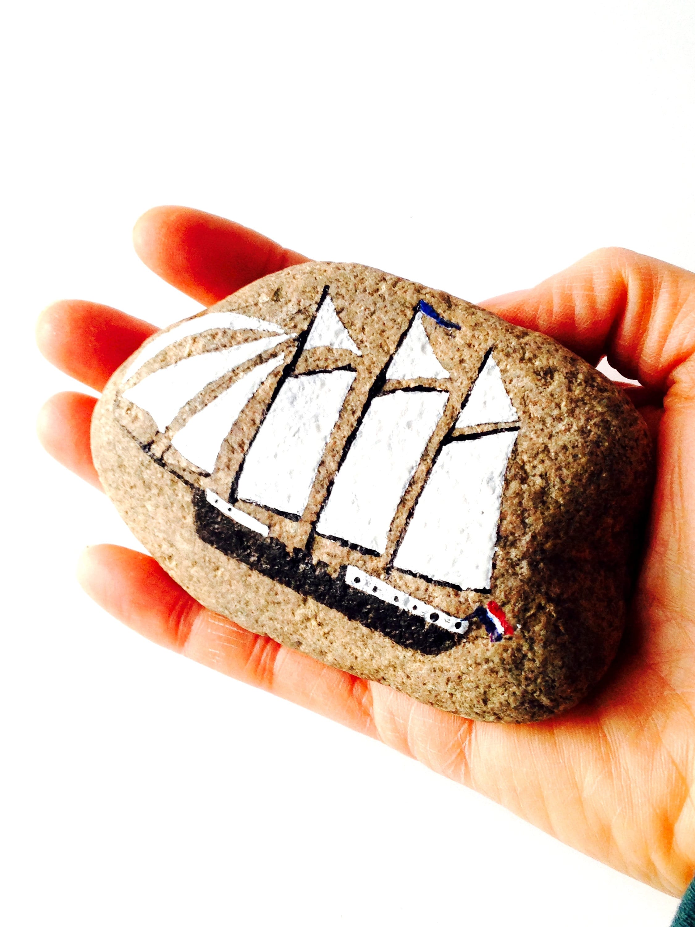 Painted Pebble Pebble Art Sailing Boat Hand Painted Regina Maris ...