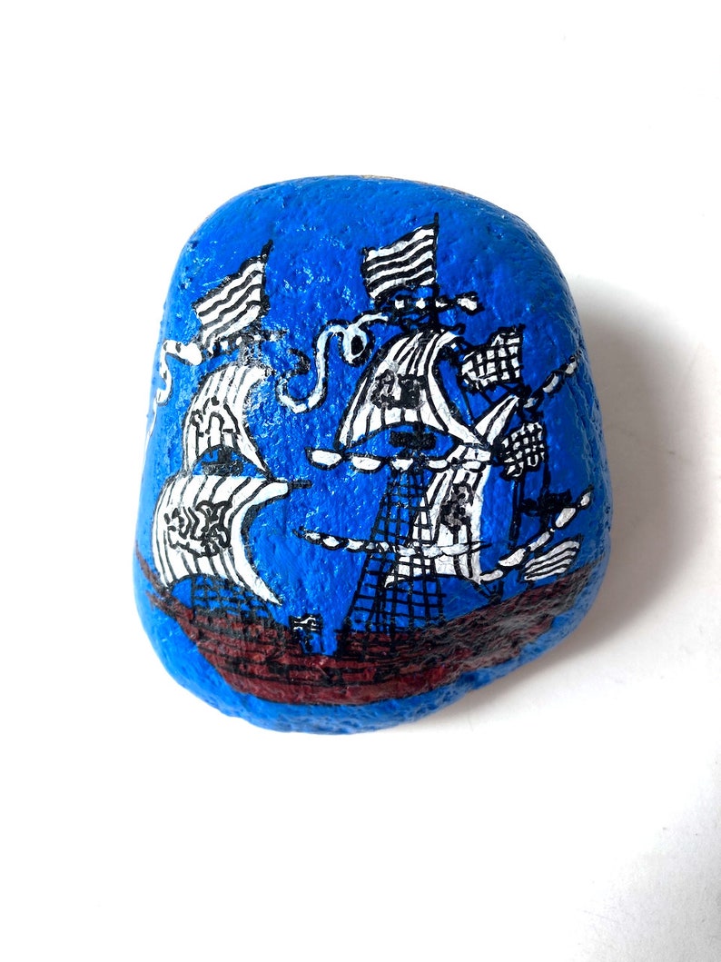 Painted Pebble Rock Art Hand Painted Art on Pebble 16th Century Man of ...