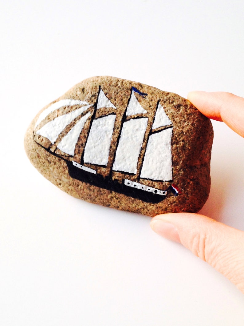 Painted Pebble Pebble Art Sailing Boat Hand Painted Regina Maris ...