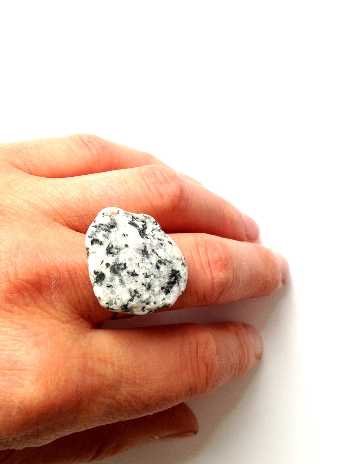 Ring MARBLE Natural Granite Stone Ring Adjustable Black - Etsy
