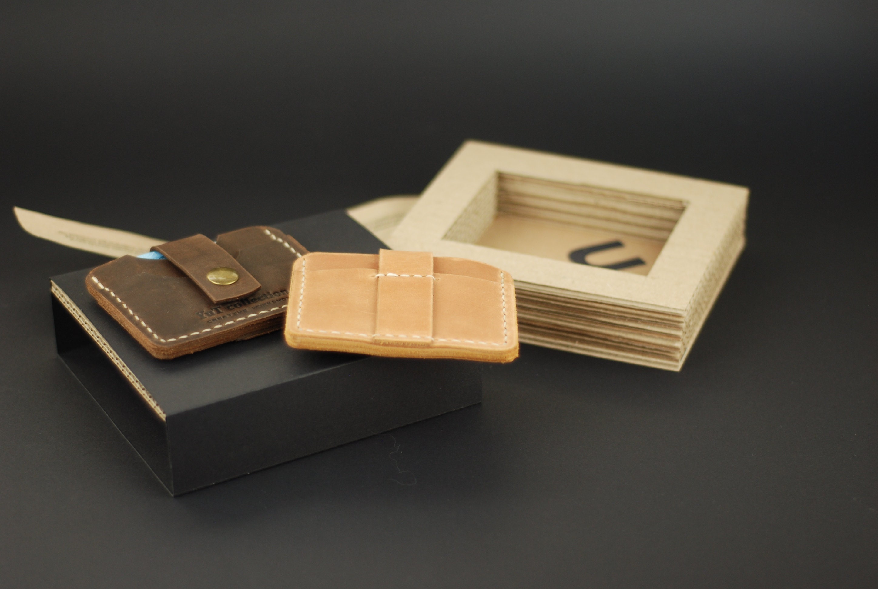 Leather Card Sleeve Slim Card Holder Small Leather Cash - Etsy