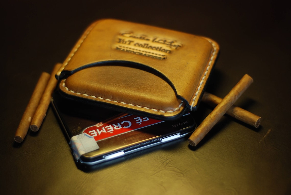 Engraved Cigarette Case, Genuine Leather Tobacco Wallet, Travel Cigar ...
