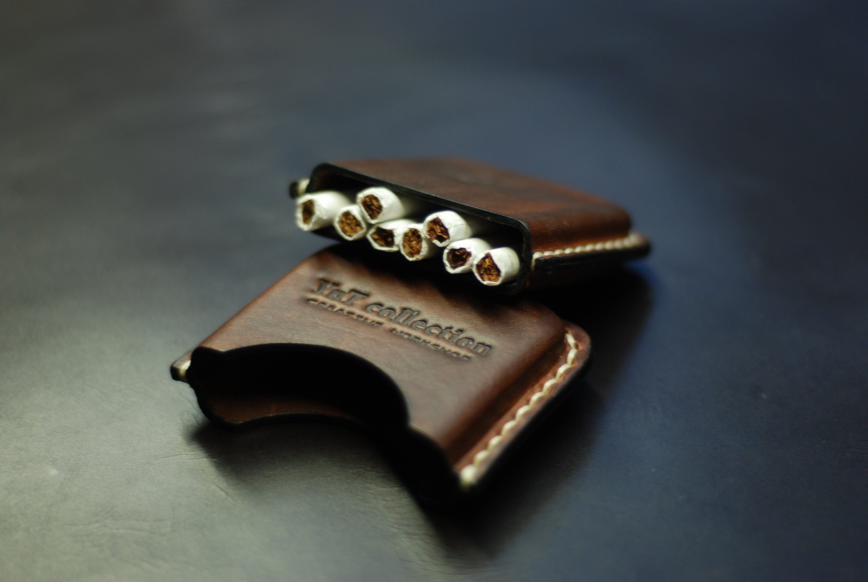 Leather Cigarette Case Stitched Cigar Wallet Smoking - Etsy