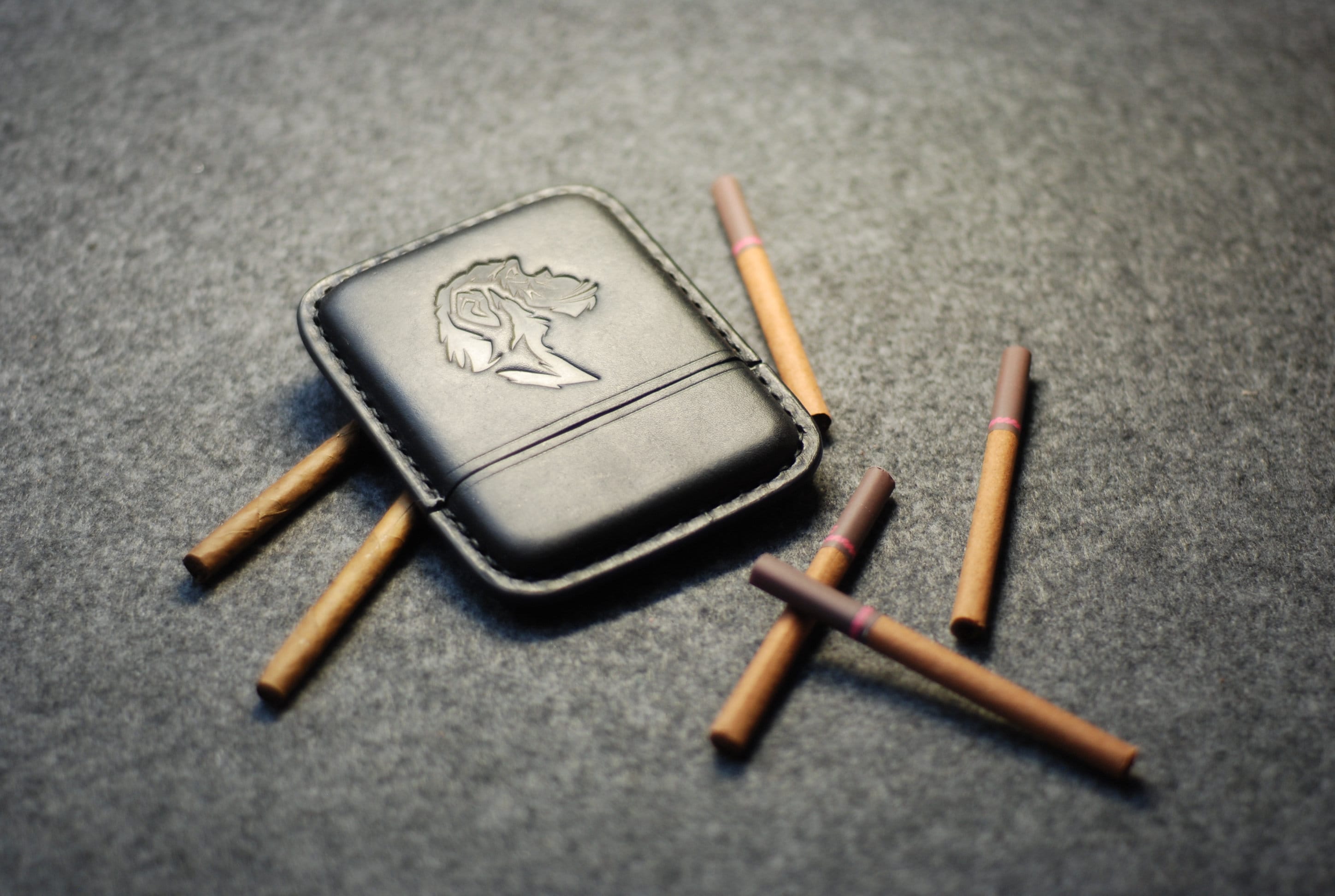 Leather Cigarette Case for Cigarillos Black Engraved Cigar - Etsy