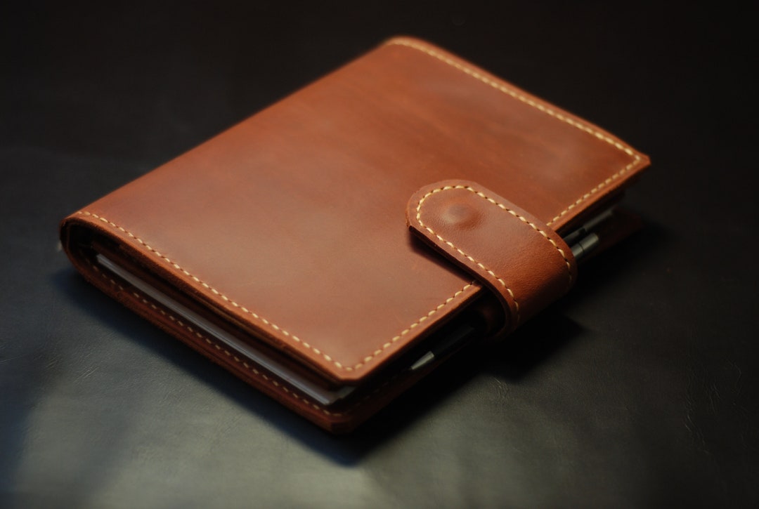Personalized Leather A5 Notebook Organizer: Handmade Cognac Travel Case ...