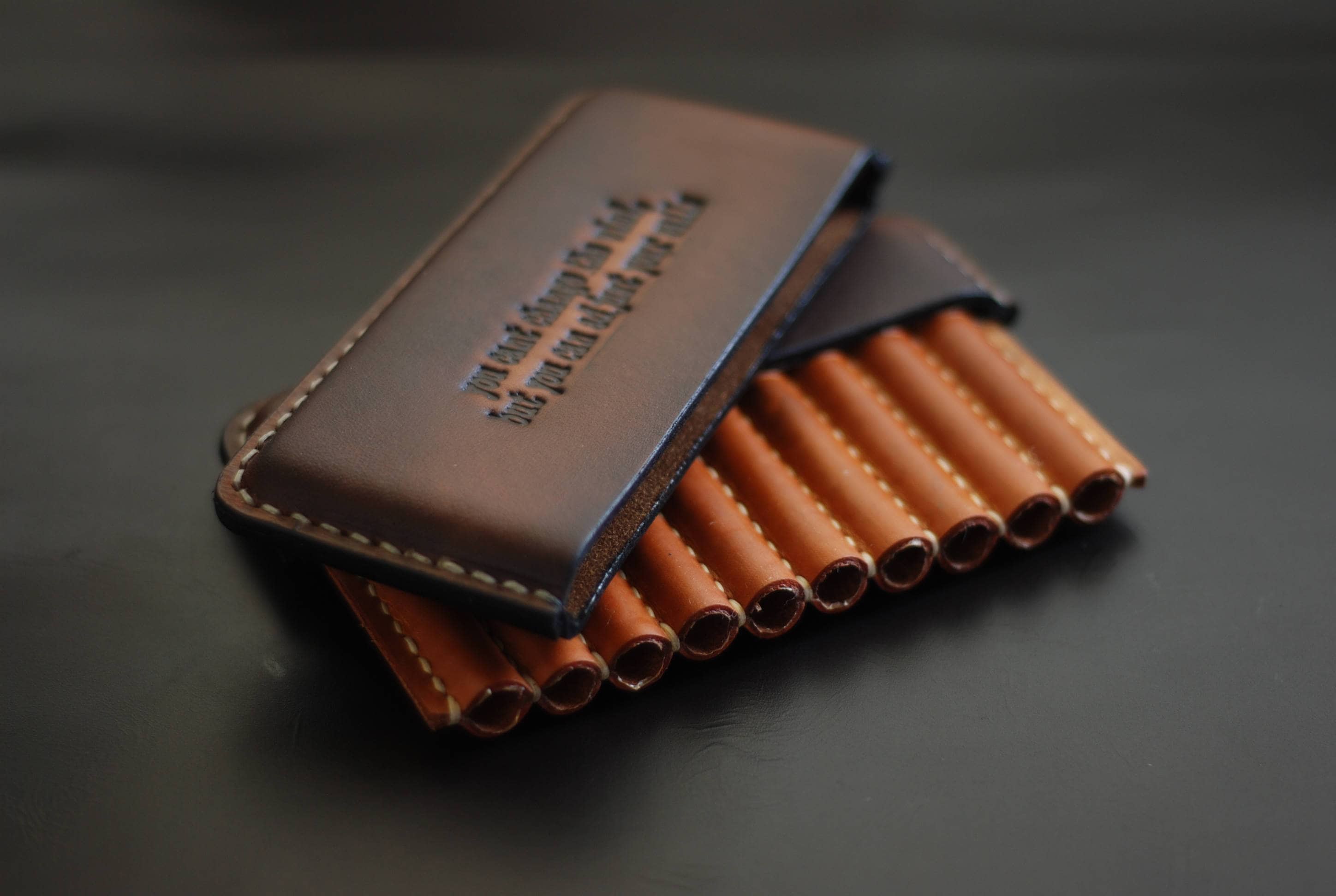 Monogrammed cigarette case men's cigarillo pouch brown | Etsy