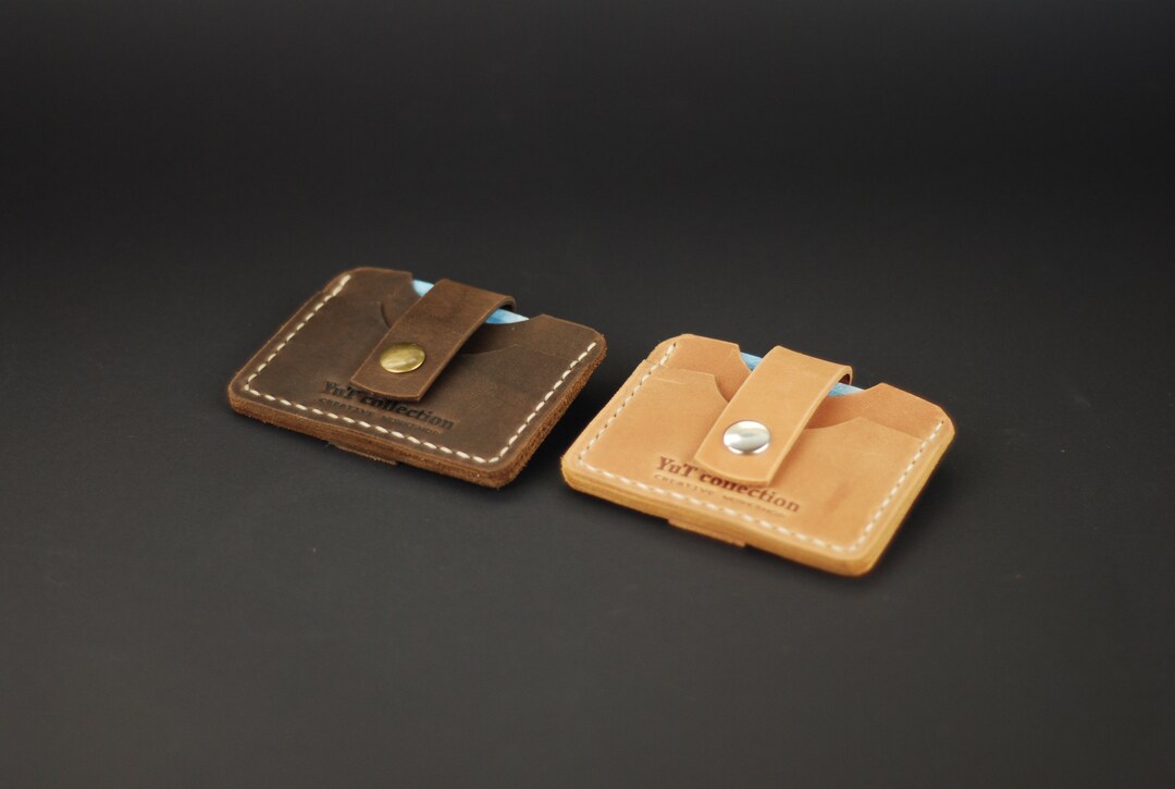 Leather Card Sleeve, Slim Card Holder, Small Leather Cash Wallet, Set ...