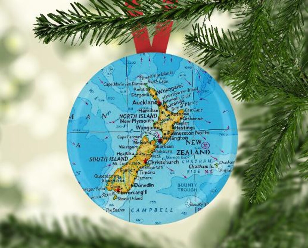 New Zealand Christmas Ornament, Map of New Zealand Gift, New Zealand ...