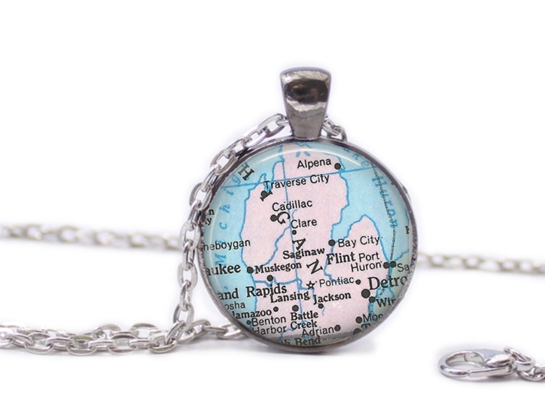 Michigan Necklace Michigan Jewelry Travel Necklace - Etsy