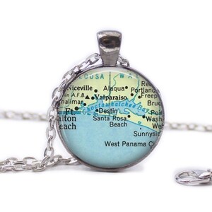 Destin Florida Map Pendant Map Necklace Florida Jewelry Travel Necklace ...