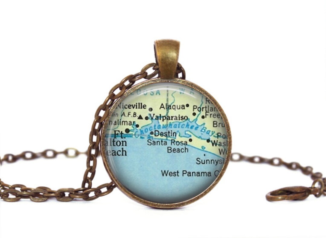 Destin Florida Map Pendant Map Necklace Florida Jewelry Travel Necklace ...