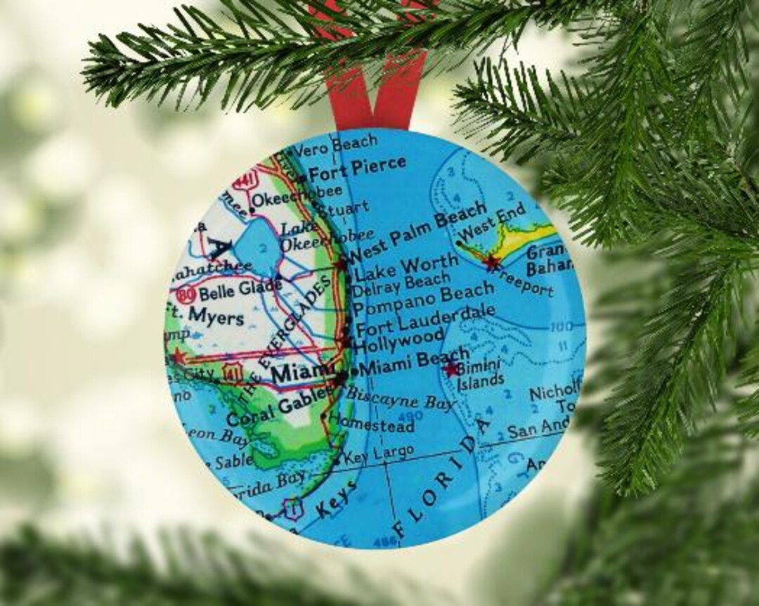 Miami Christmas Ornament, Miami Ornament, Gift Under 5, Miami Wedding ...
