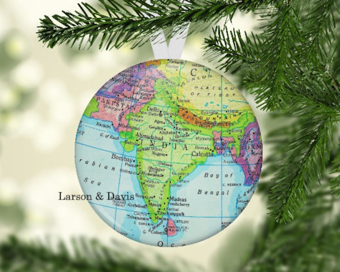 India Christmas Ornament, India Christmas Gift, India Map Ornament ...