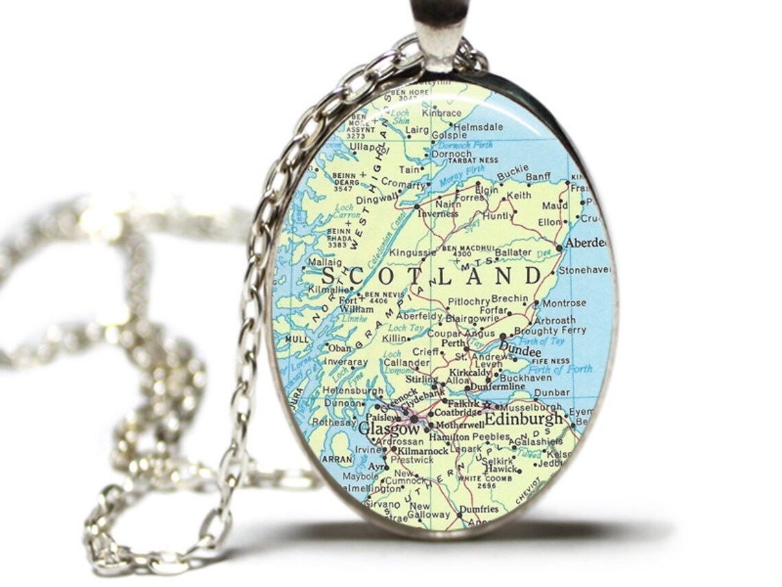 Scotland Map Pendant Map Necklace Map Scotland Jewelry - Etsy