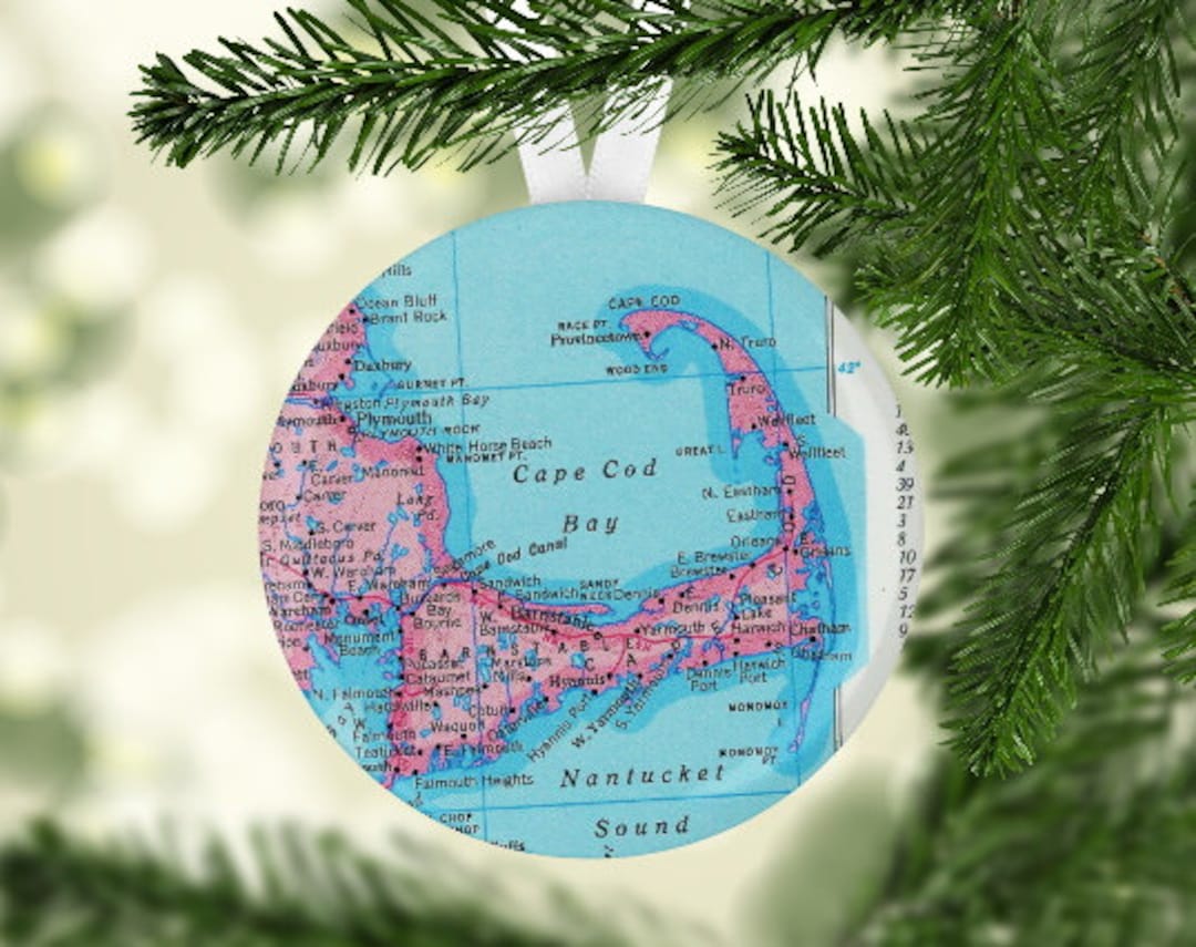 Cape Cod Gift, Cape Cod Map Ornament, Cape Cod Christmas Gift, Cape Cod ...