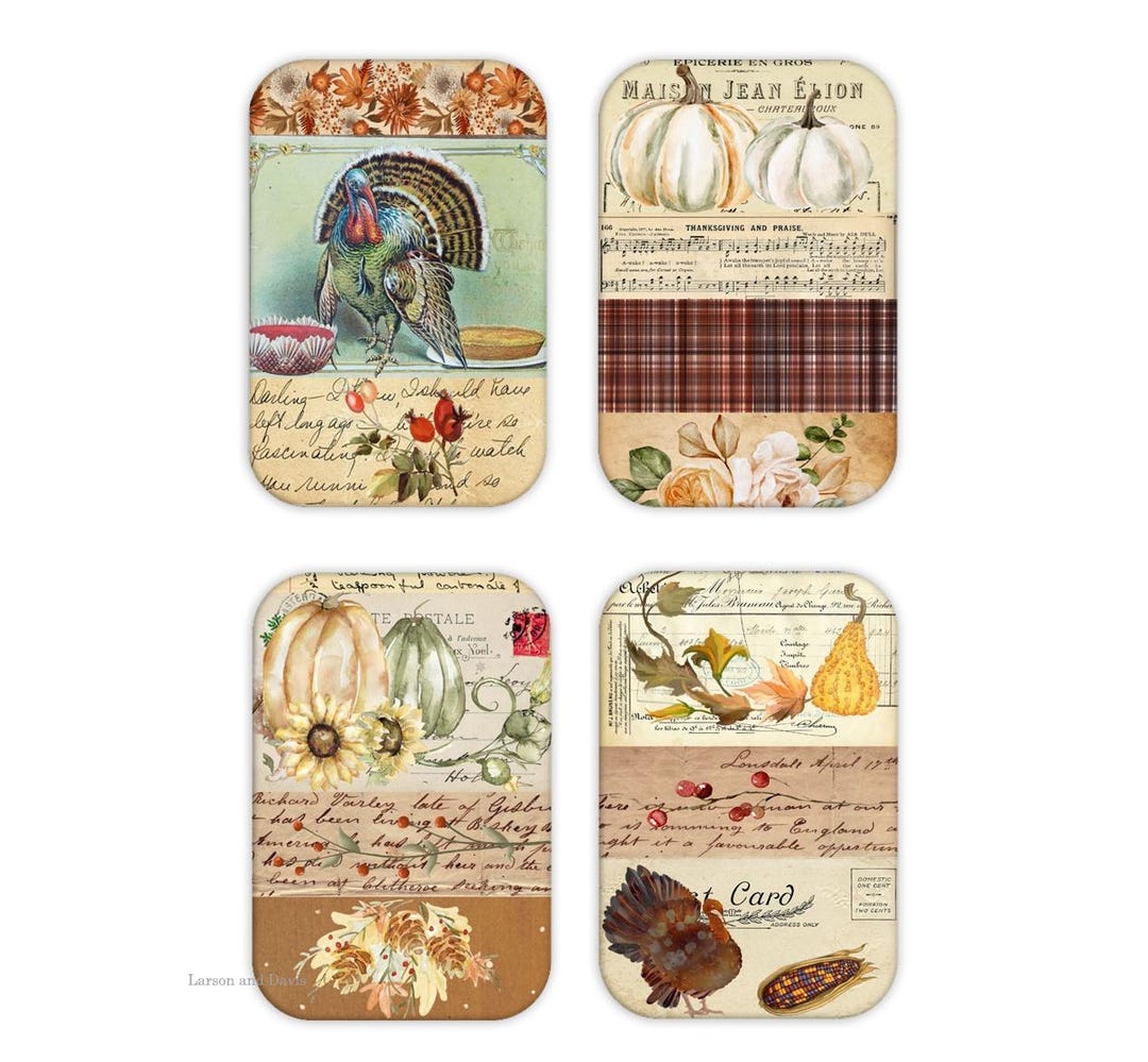 Thanksgiving Magnet, Set of 4 Refrigerator Magnets, Thanksgiving ...