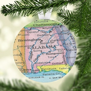 Alabama, Alabama Map Ornament, Gift Under 5, Alabama Christmas Gift ...