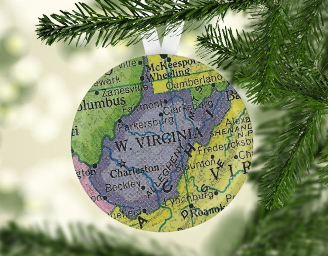 West Virginia Map Ornament, Map Ornament, Gift Under 5, West Virginia ...