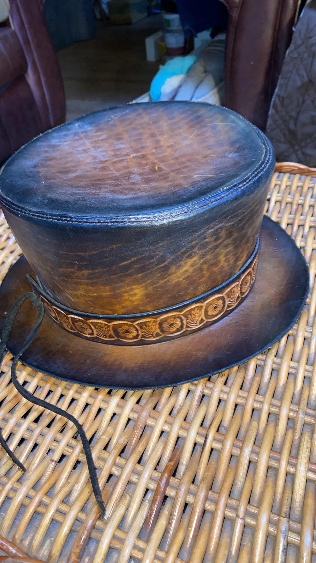 Leather Top Hat Handmade Vintage Men’s Xl - Etsy