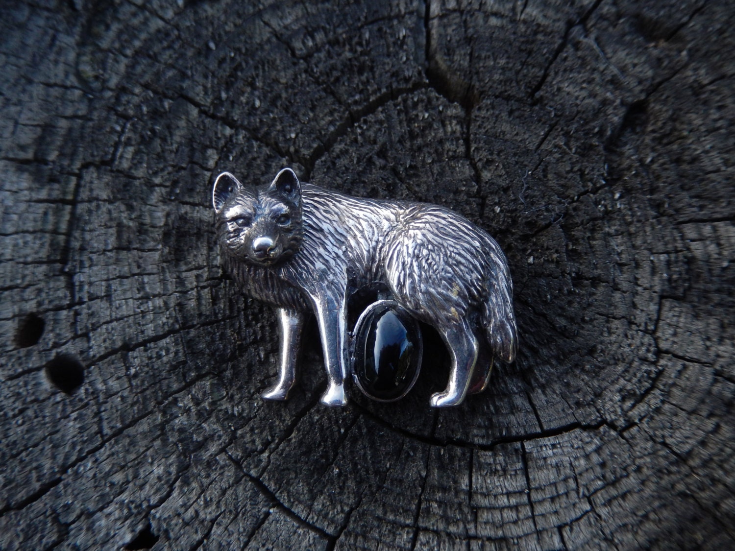 Sterling Silver Lobo Wolf Pin Dimensional Rare Huge Onyx and - Etsy