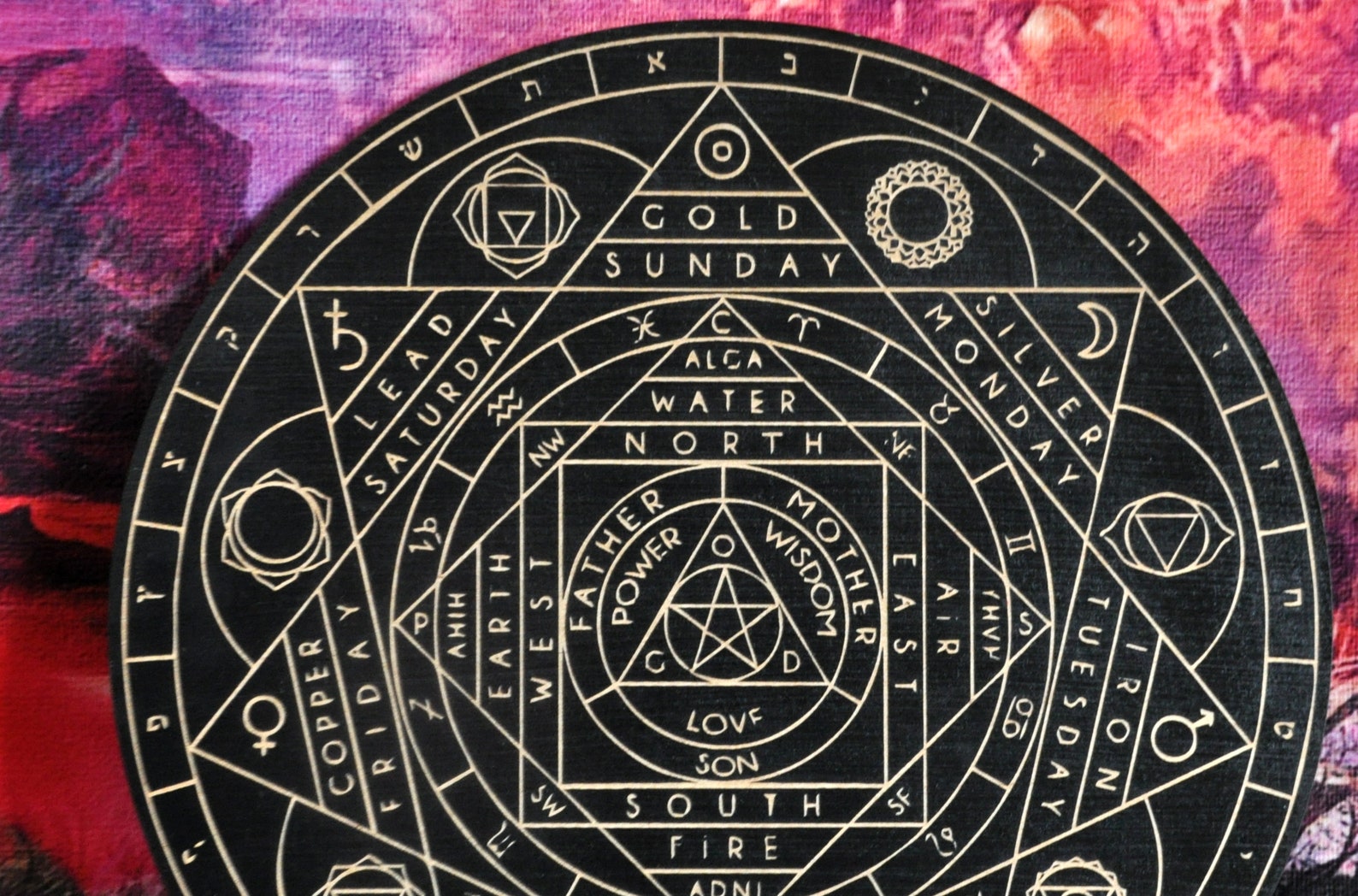 Crystal Grid Board Altar Pentacle Star of Magicians. Elven | Etsy