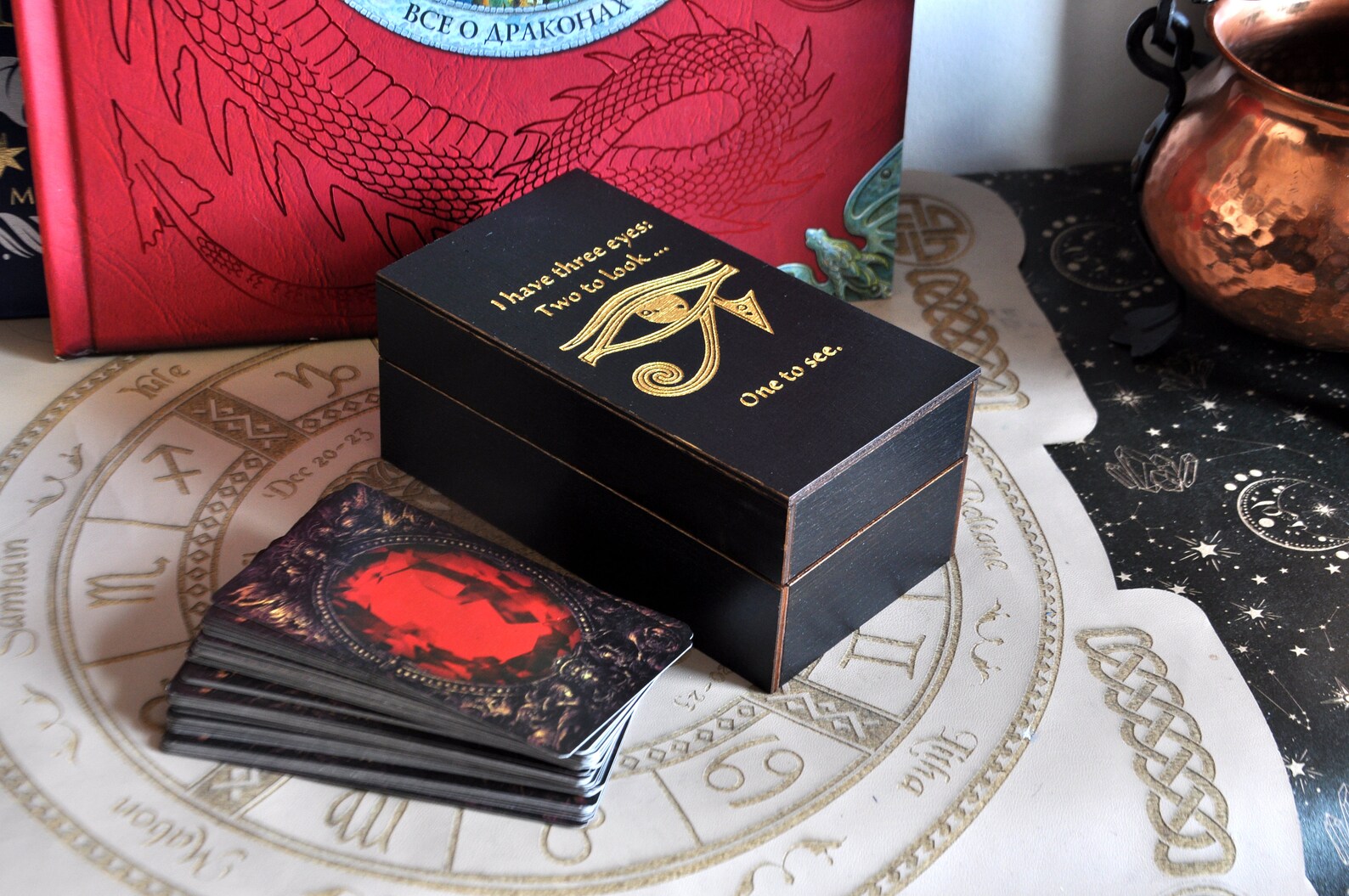 Tarot Card Box Eye of Ra Black and Gold. Ancient Egypt Wooden - Etsy