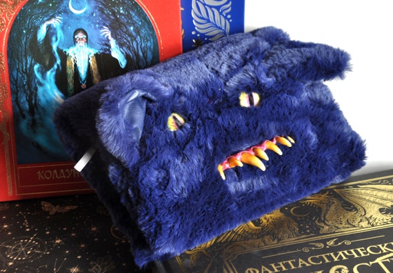 Furry Monster Book Cover. Book With Teeth and Yellow Eyes | Etsy